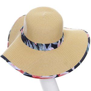 C.C | Accessories | Cc Floral Print Wide Brim Paper Summer Sun Hat ...